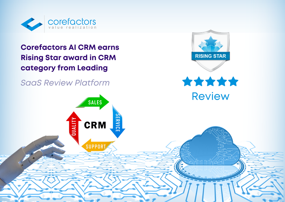 Corefactors AI CRM earns Rising Star Award in CRM Category